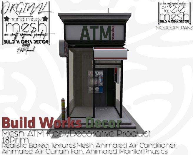 Second Life Marketplace - Build Works : ATM Kiosk / Boxed