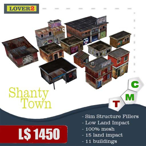 Second Life Marketplace - Shanty Town - Mesh Backdrop / City Filler ...