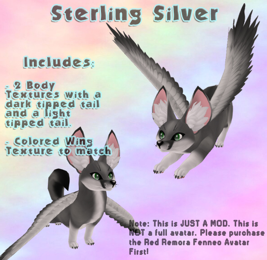 Second Life Marketplace - [WP]Red Remora Fennec Fox Sterling Silver ...