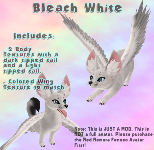Second Life Marketplace - [WP]Red Remora Fennec Fox Bleach White ...