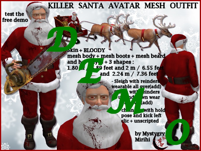 Second Life Marketplace - DEMO Killer Santa Avatar bloody mesh rigged ...