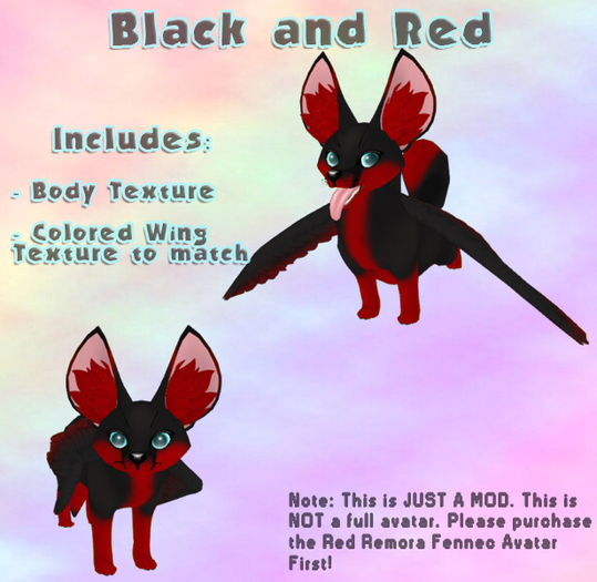 Second Life Marketplace - [WP]Red Remora Black and Red Fennec Texture Pack