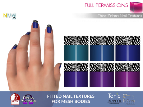 Second Life Marketplace - Full Perm Think Zebra Nail Hands & Feet Nail ...
