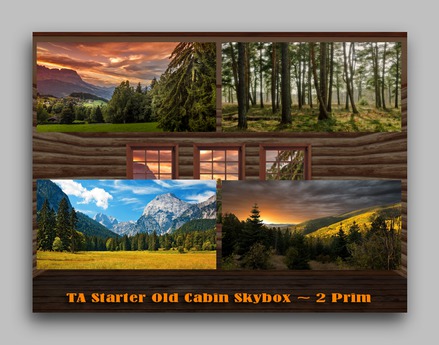 Second Life Marketplace - TA 2 Prim Starter Old Cabin SkyBox 2017 (BOXED)