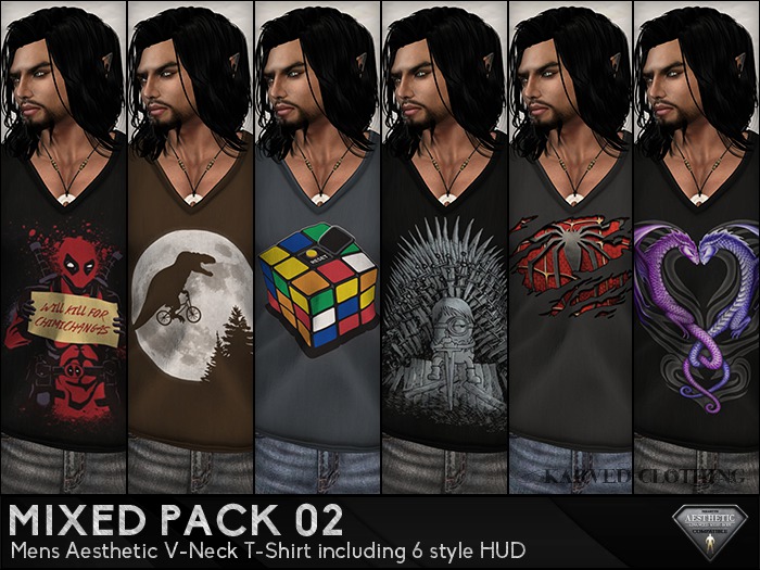 Second Life Marketplace - [K] Mens Aesthetic V-Neck Material Enabled ...
