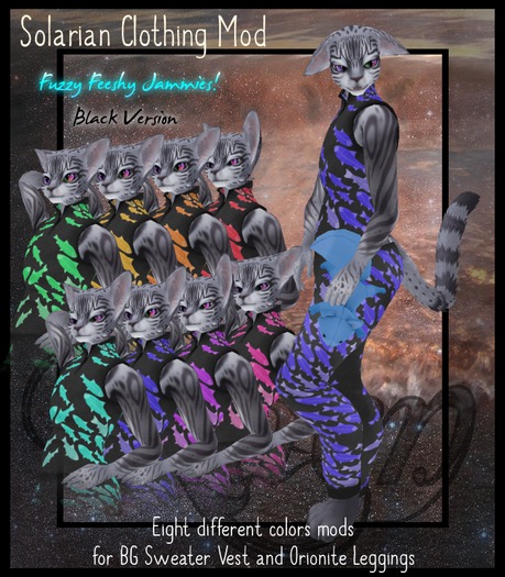 Second Life Marketplace - -Solarian Clothing Mod- Feeshy Jammies (Black)