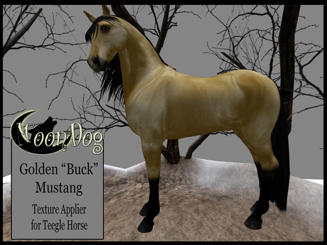 Second Life Marketplace - Teegle Horse Texture Mod-Golden "Buck" Mustang