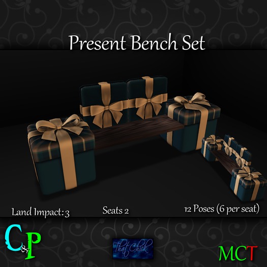 Second Life Marketplace - ~tc~ CP Mesh Present Bench Set - Teal