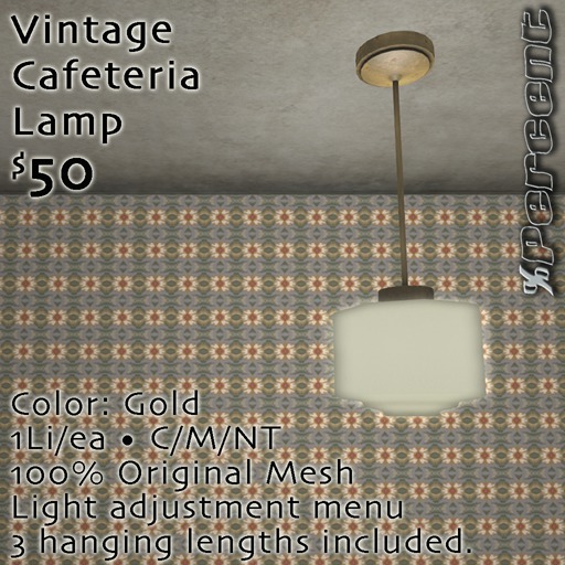 Second Life Marketplace - % Cafeteria Lamps (Gold) *MESH*
