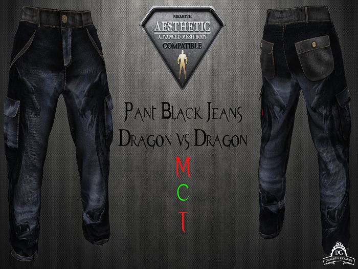 Second Life Marketplace - *DC* AESTHETIC Pant Black Jeans - Dragon vs ...
