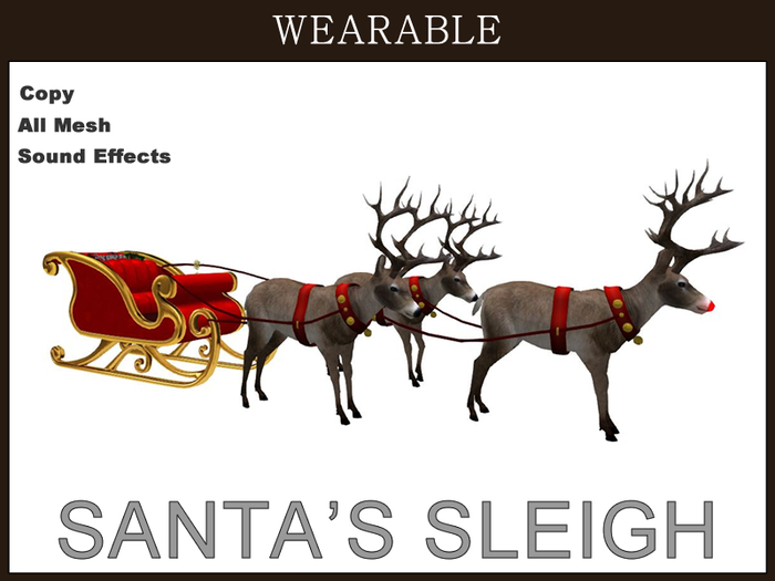 Second Life Marketplace - [TomatoPark] Wearable Santa's Sleigh