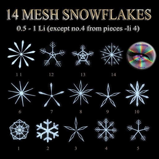 Second Life Marketplace - 14 Mesh Snowflakes Winter Decoration