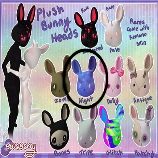 Second Life Marketplace - Blueberry - Plush Bunny Head - Night