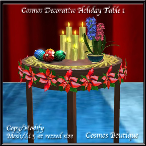 Second Life Marketplace - Cosmos Decorative Holiday Table 1 (BOX)