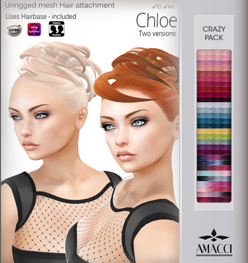 Second Life Marketplace - Amacci Hair - Chloe - Crazy - Hairbases Catwa ...