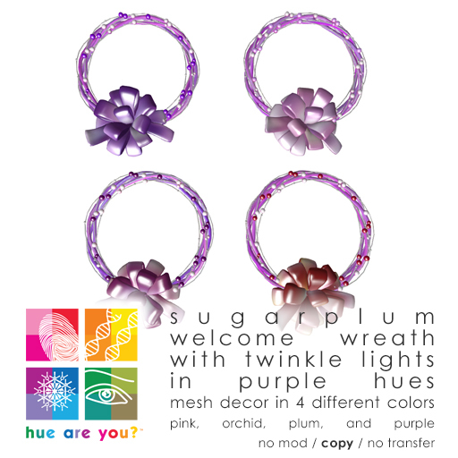 Second Life Marketplace - "hue are you?" sugarplum welcome wreaths in ...