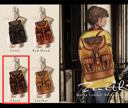 Second Life Marketplace - =Zenith=Mocha Leather Backpack (Choco)