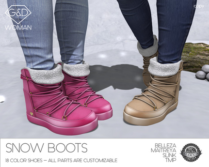Second Life Marketplace - G&D Snow Boots Fatpack (wear)