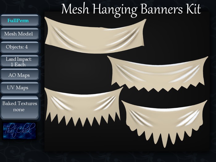 Second Life Marketplace - ~tc~ Mesh Hanging Banners FullPerm Kit