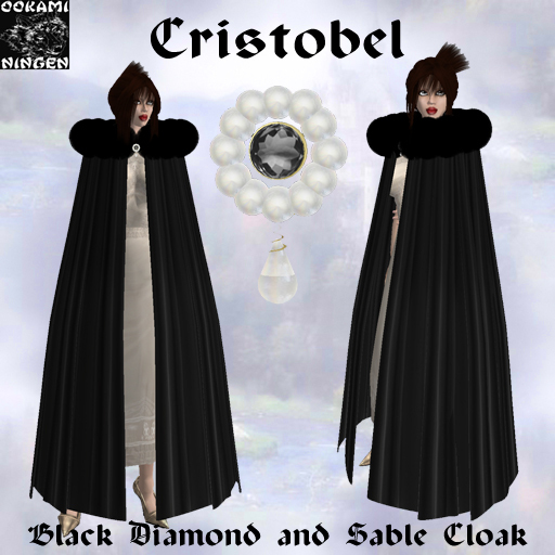 Second Life Marketplace - Cristobel Black Diamond and Sable Fur Cloak