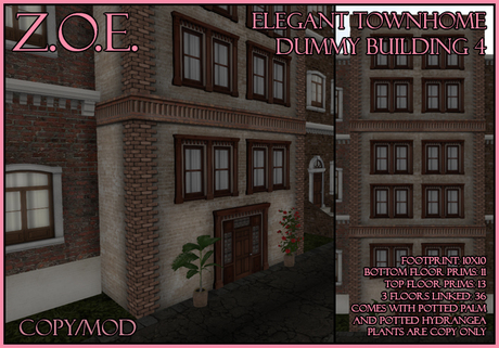Second Life Marketplace - Z.O.E. Elegant Townhome Dummy Building 4