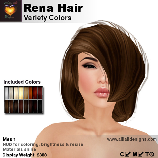 Second Life Marketplace - A&A Rena Hair Variety Colors, furry anime ...