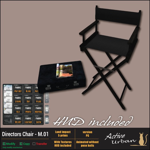 Second Life Marketplace - [A-U] Furniture :: Directors Chair - M.01