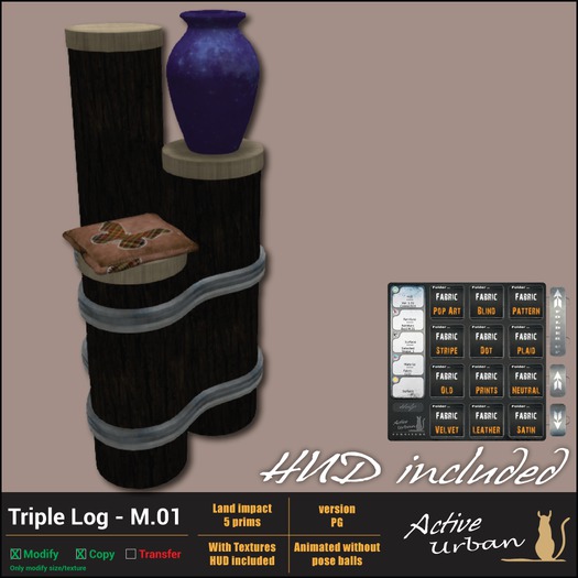 Second Life Marketplace - [A-U] Deco :: Triple Log - M.01