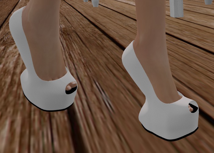 Second Life Marketplace - White Leather Heel-less pump (w/resizer)