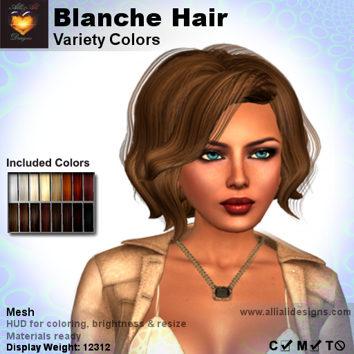 Second Life Marketplace - A&A Blanche Hair Variety Colors, elegant wavy ...