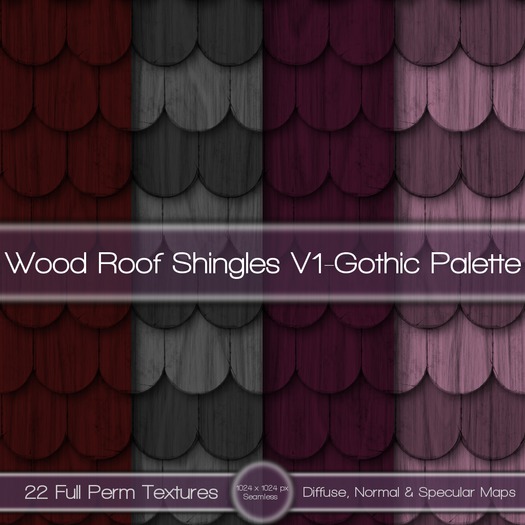 Second Life Marketplace - {L} Wood Roof Shingles V1-Gothic Palette