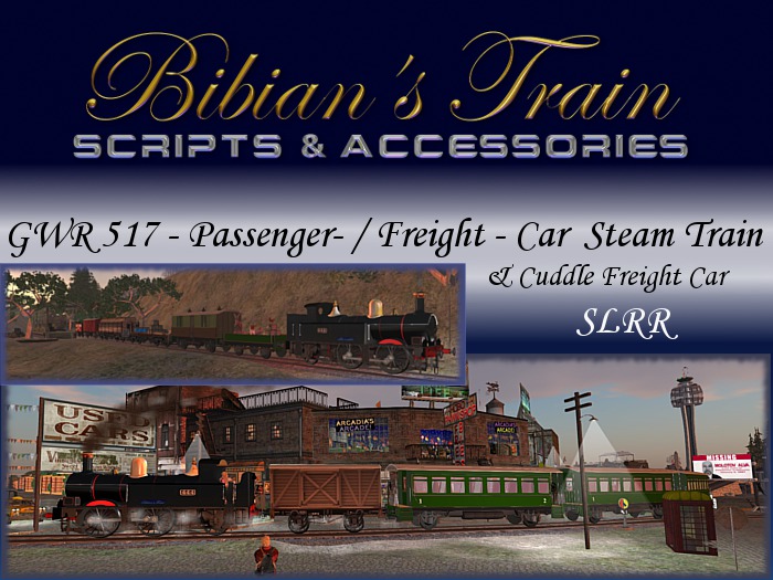 Second Life Marketplace - GWR 517 Passenger-, Freight- Car Steam Train SLRR