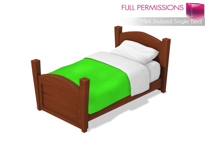 Second Life Marketplace - Full Perm Meli 1 LI Stylized Single Wood Bed