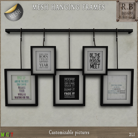 Second Life Marketplace - *RnB* Mesh Hanging Frames - Quotes (copy)