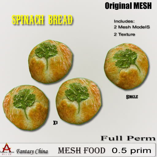 Second Life Marketplace - FC- Full Perm Mesh spinach bread