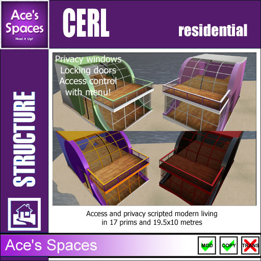 Second Life Marketplace - Ace's Spaces - CERL Funky Low Prim Homes ...