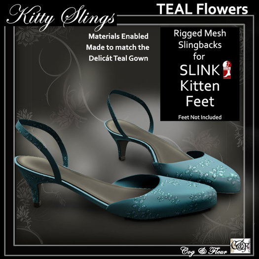 Second Life Marketplace - C&F Slink KITTEN Slingbacks - Delicat Teal ...
