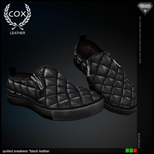 Second Life Marketplace - *COX*Quilted sneakers*black leather(Niramyth)