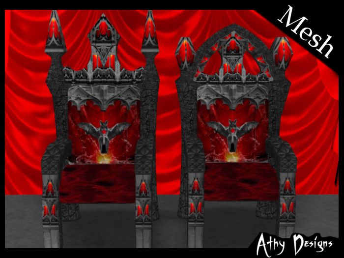 Second Life Marketplace - Gothic Furniture - Vampire Bat Thrones King ...
