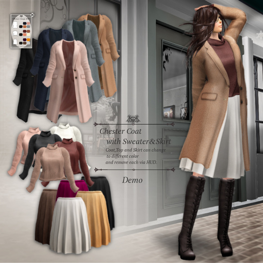 Second Life Marketplace - S@BBiA::Chester Coat with Sweater&Skirt (Demo)