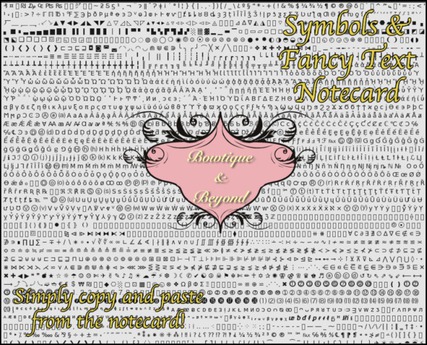 Second Life Marketplace - Tiny Tiaras Bowtique - Symbols & Fancy Text ...