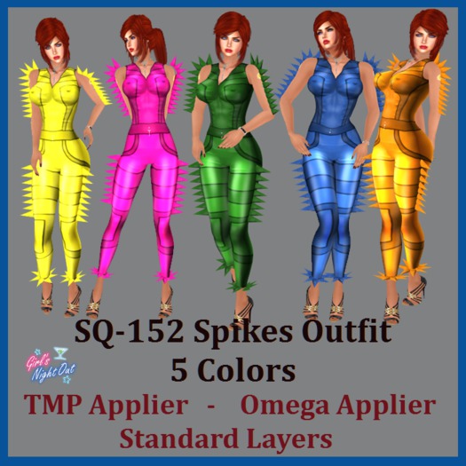 Second Life Marketplace - SQ-152 Spikes Outfit 5 Colors-Boxed
