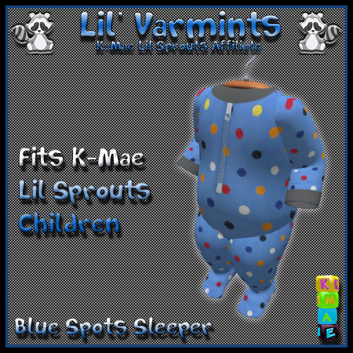 Second Life Marketplace - Lil' Varmints Outfit - Blue Spots Sleeper