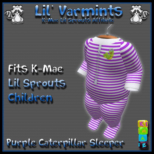 Second Life Marketplace - Lil' Varmints Outfit - Purple Caterpillar Sleeper