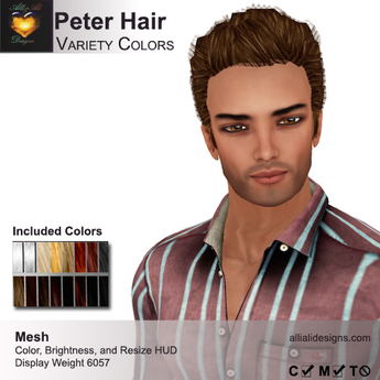 Second Life Marketplace - A&A Peter Hair Variety Colors Pack. Short ...