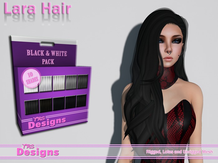 Second Life Marketplace - Lara Hair With Hud Black & Whites