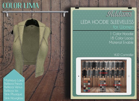 Second Life Marketplace - Addams Womens Hoodie Jacket -Maitreya Belleza Slink- Mesh Jacket "Leda ...