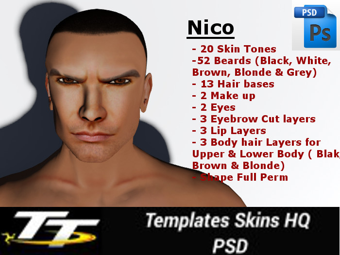 Second Life Marketplace - [TT] -NICO- Skins Templates HQ - PSD
