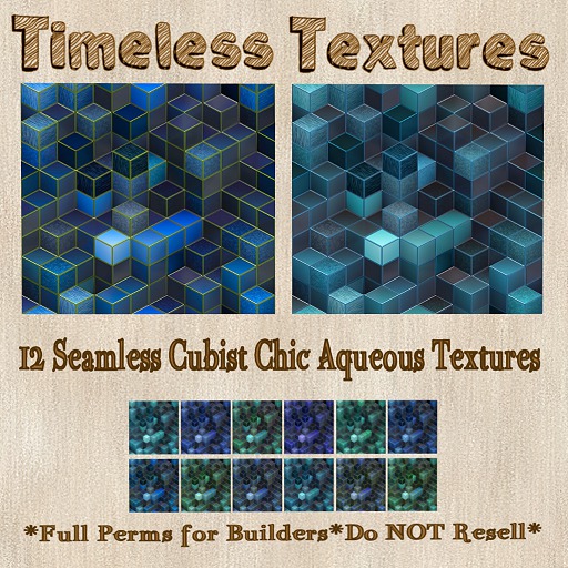 Second Life Marketplace - 12 Seamless Cubist Chic Aqueous Timeless Textures