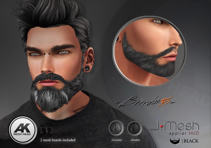 Second Life Marketplace - [i.mesh] - Beard#5 BLACK (hud) - [AKERUKA ...